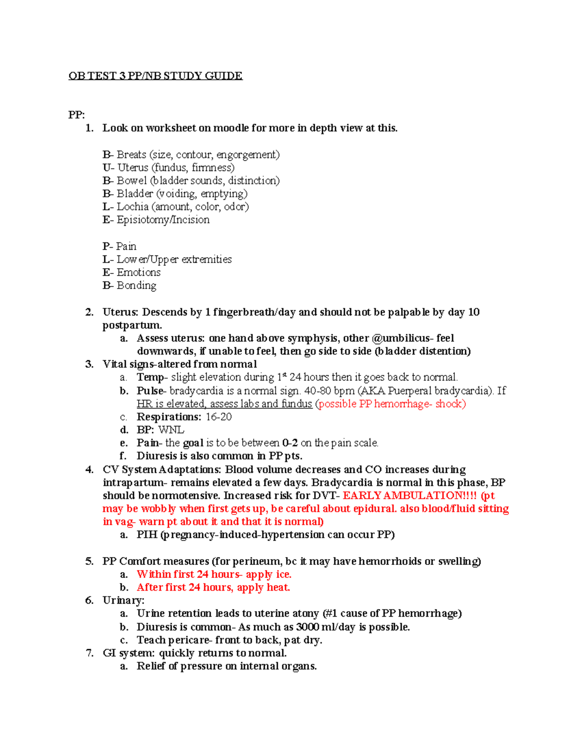 OB TEST 3 SG AMN - Notes - OB TEST 3 PP/NB STUDY GUIDE PP: Look on ...