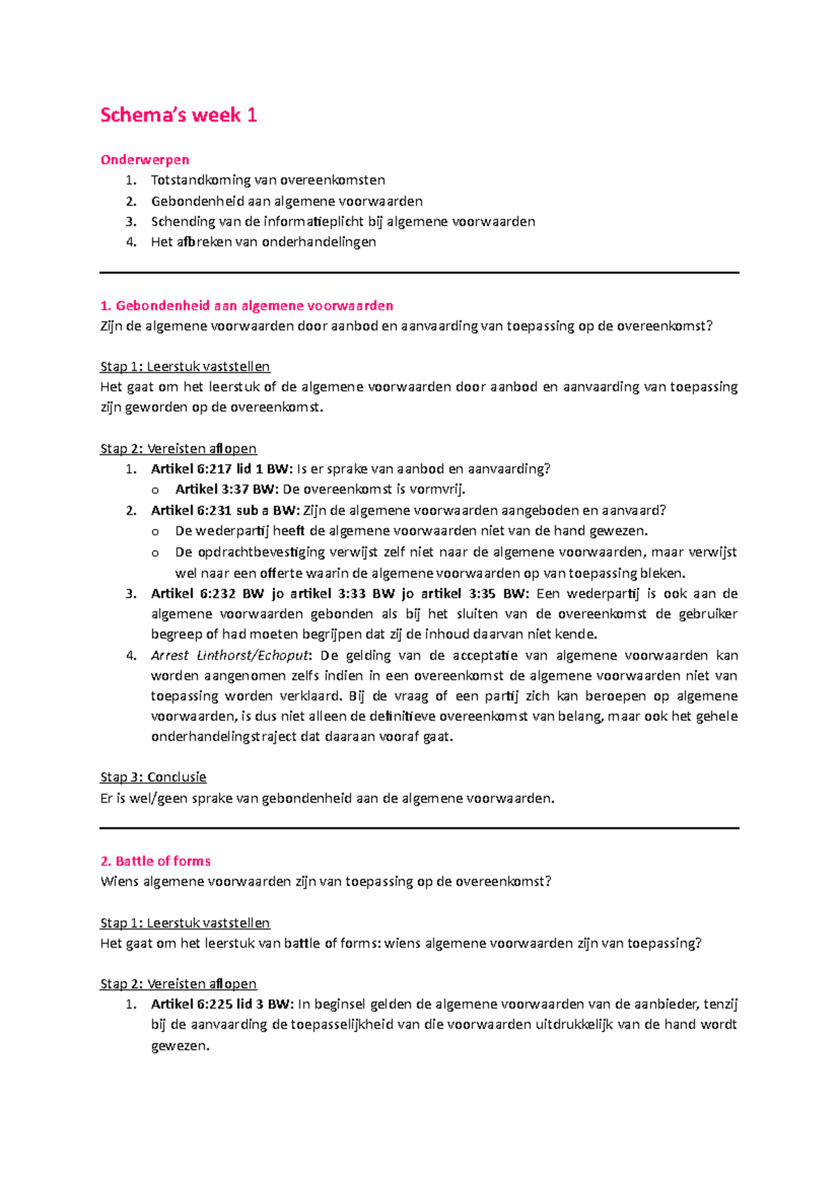 Schemas-per-week - stappenplan - Schema’s week 1 Onderwerpen 1 ...