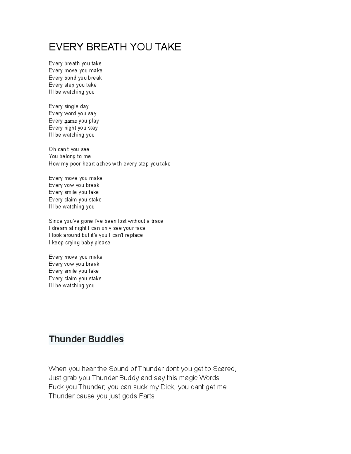 Every Breath YOU TAKE - material consulta - EVERY BREATH YOU TAKE Every ...