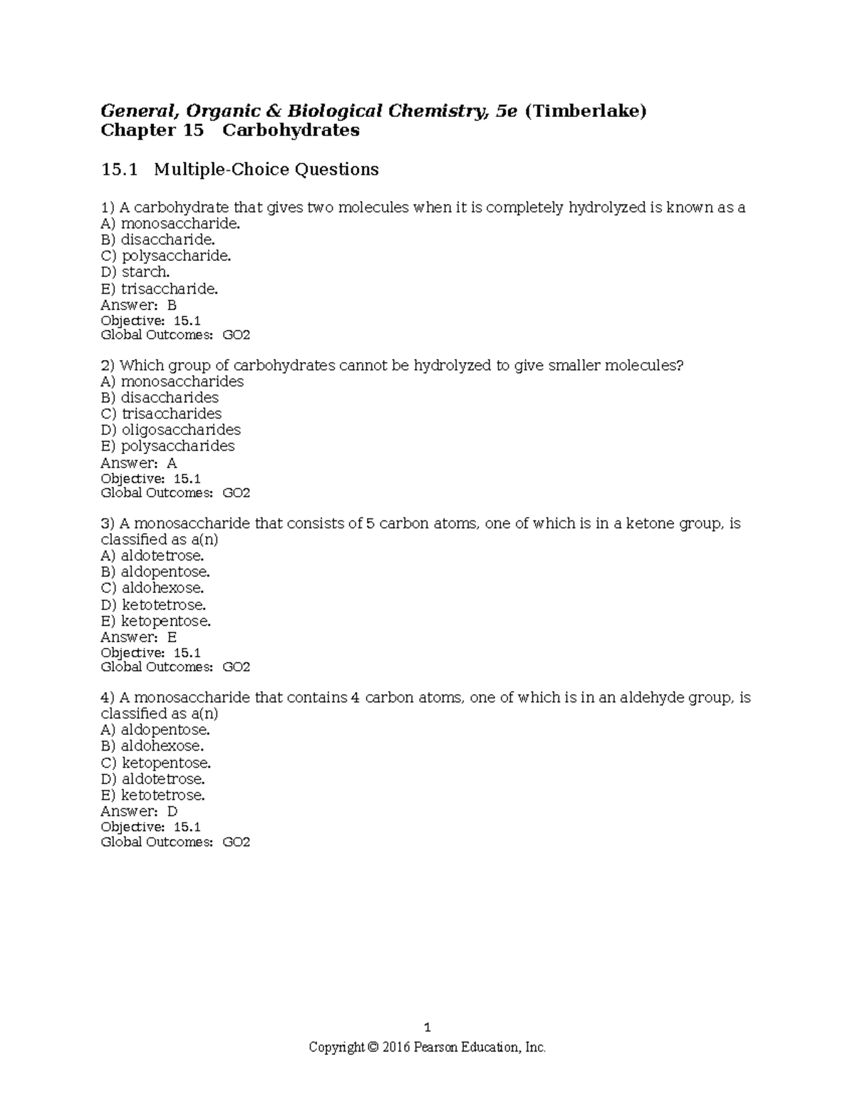 Chapter 15 - General, Organic & Biological Chemistry, 5e (Timberlake ...