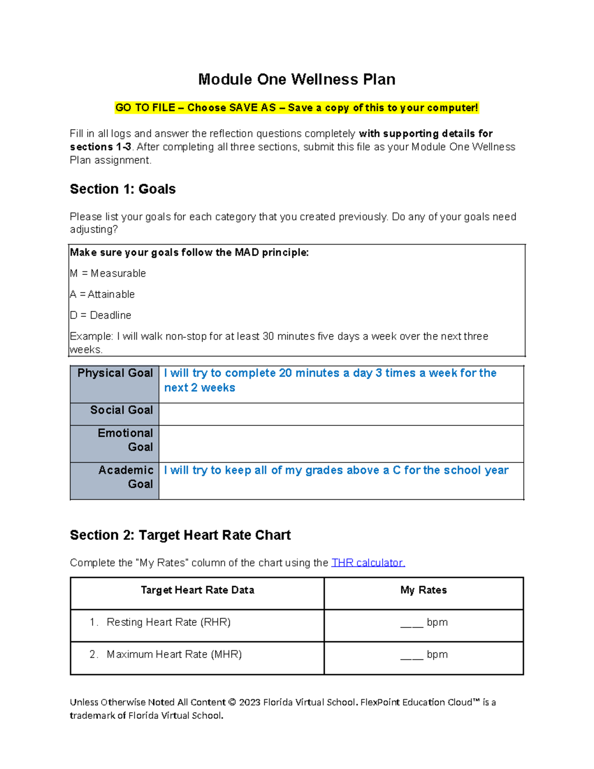 Module one wellness plan - Module One Wellness Plan GO TO FILE – Choose ...