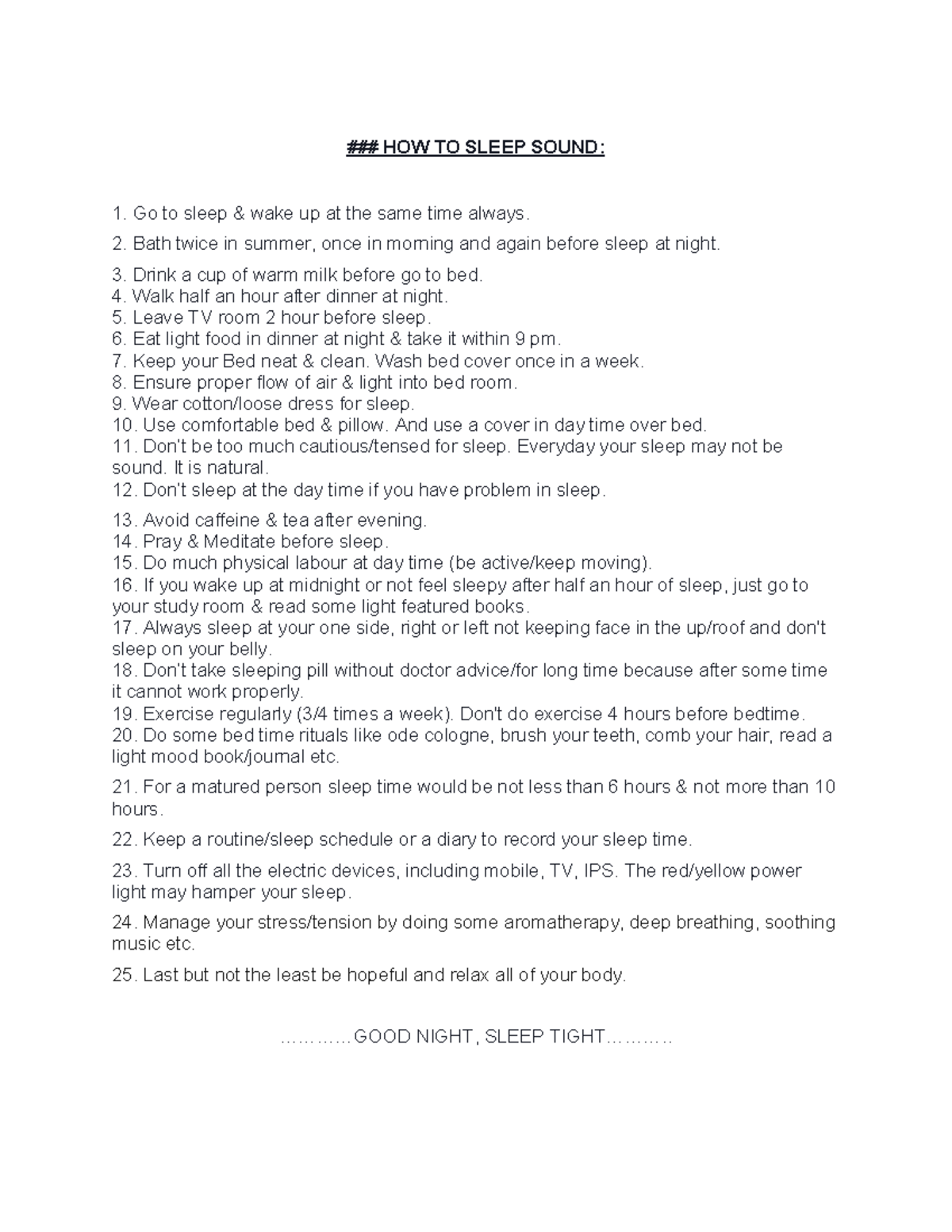 HOW TO Sleep Sound - Accounting & Costing - ### HOW TO SLEEP SOUND: Go ...