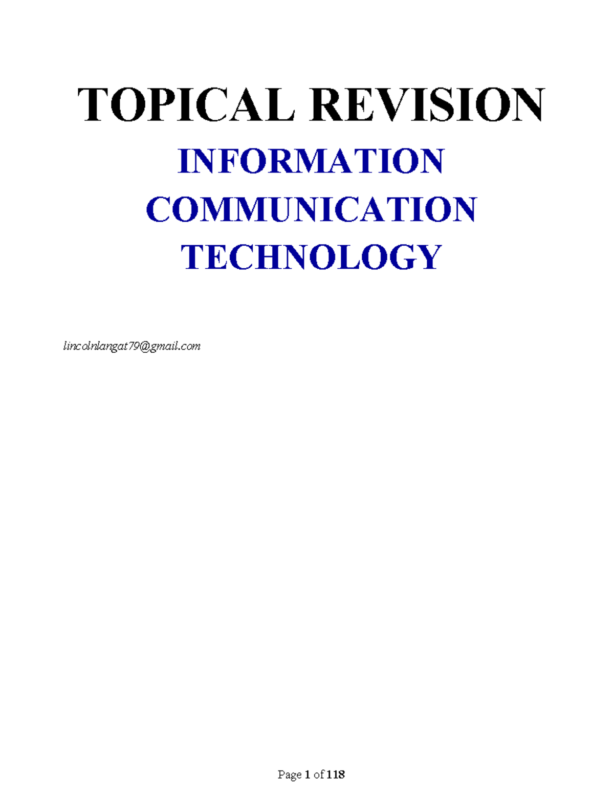 ICT Revision - Learning notes - TOPICAL REVISION INFORMATION ...