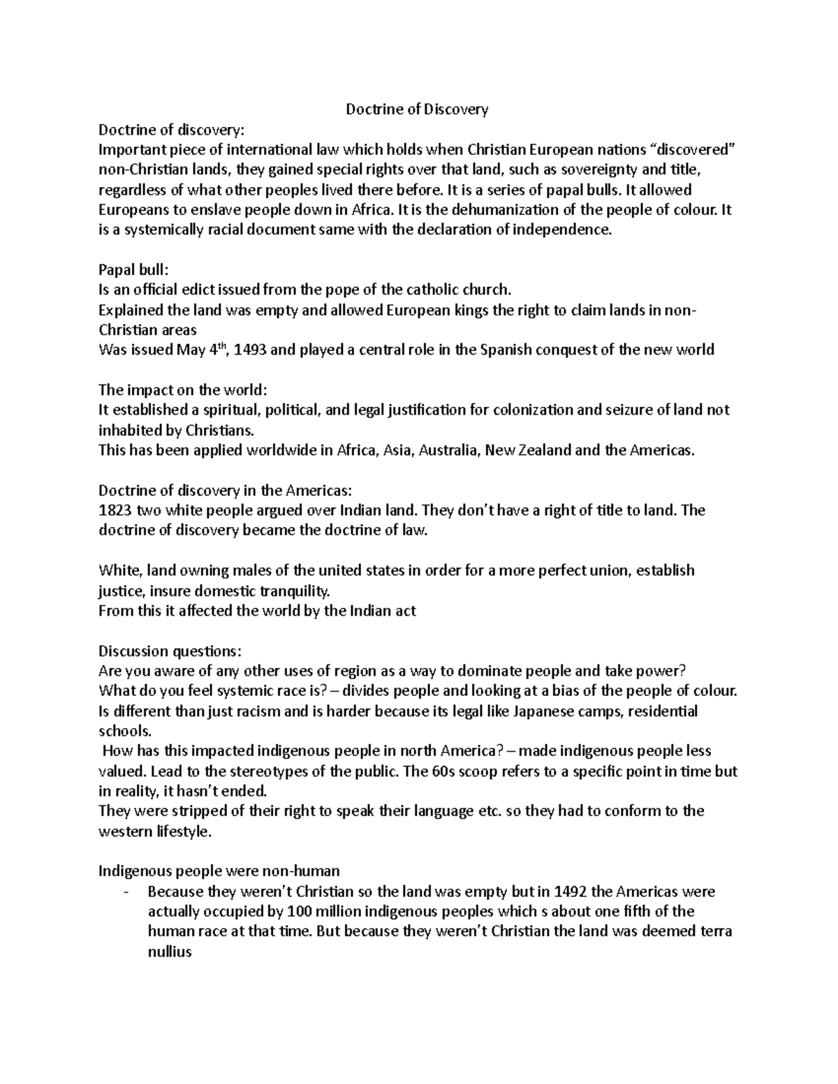 Doctrine of Discovery INDG - Doctrine of Discovery Doctrine of ...