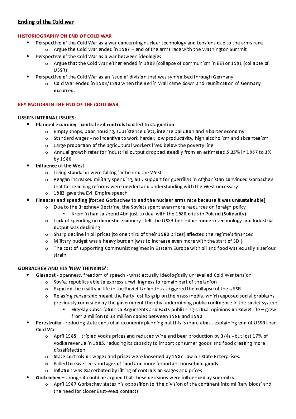 Ending of the Cold war[12] - Ending of the Cold war HISTORIOGRAPHY ON ...