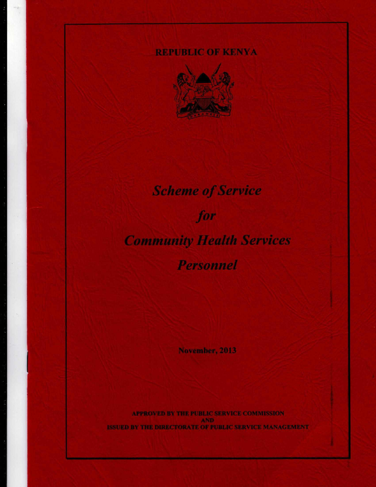 Scheme of Service for Community Health Service Personnel November 2013 ...