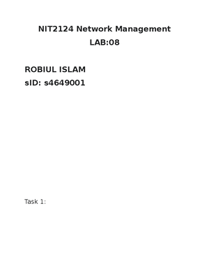 Lab02 - not - NIT2124 Network Management LAB: Task 1: MIB search path: c:/usr/share/snmp/mibs ...