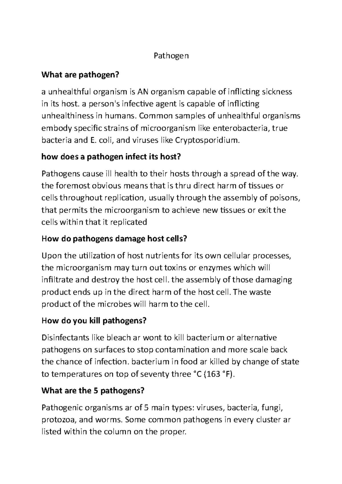 Pathogens - Pathogen What are pathogen? a unhealthful organism is AN ...
