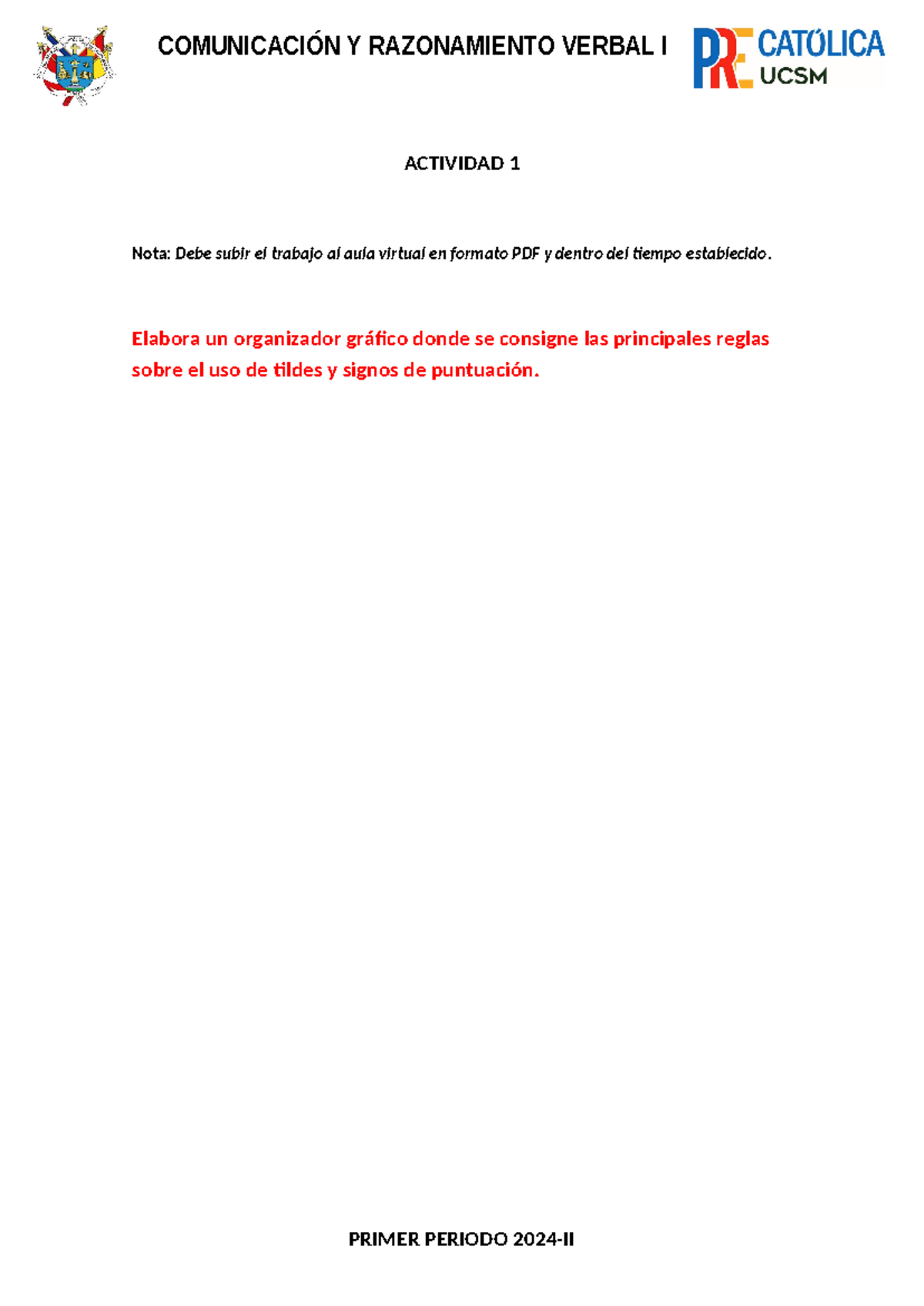 Actividad DE Primer Periodo. (3) - Ingles complementario - COMUNICACIÓN Y RAZONAMIENTO VERBAL I ...