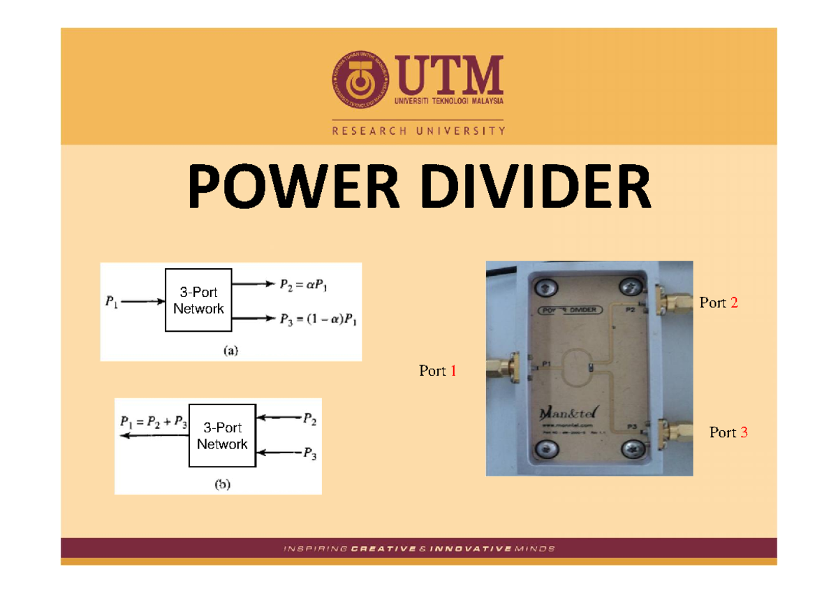 8-Power Divider Part 1 - POWER DIVIDER Port 1 Port 2 Port 3 3-Port ...