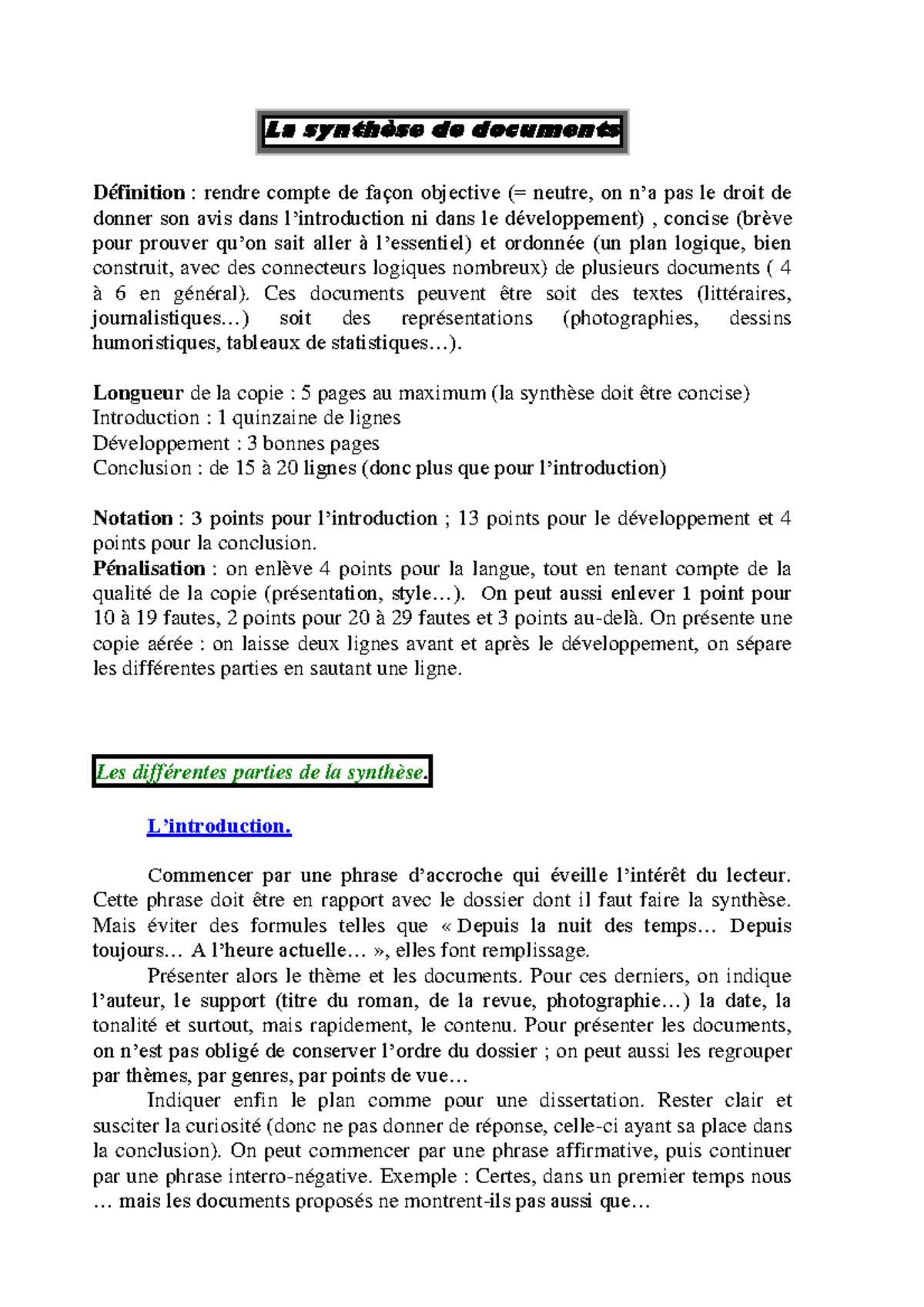 Synthese Methodologie - La synthèse de documents Définition : rendre ...