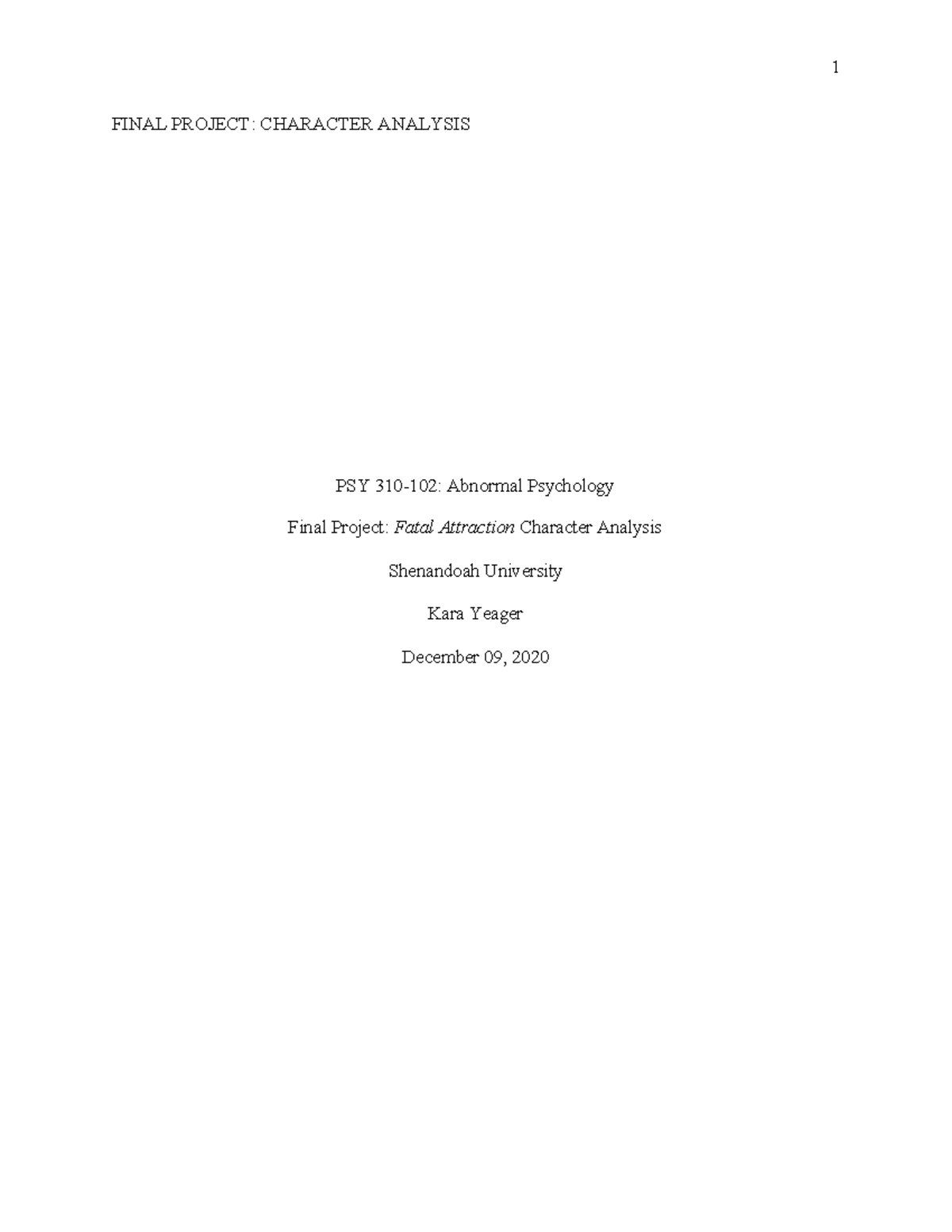 Abnormal Psychology Final Project - PSYCH 383 - Clemson - Studocu