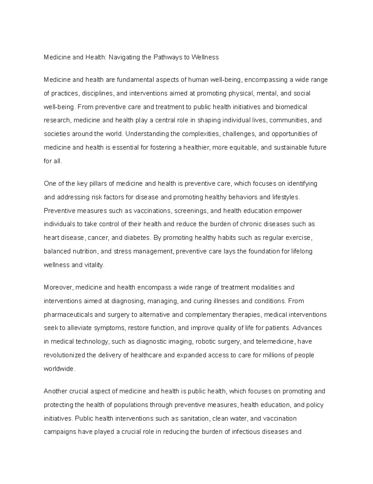 Medicine & Health - It was for fun - Medicine and Health: Navigating ...