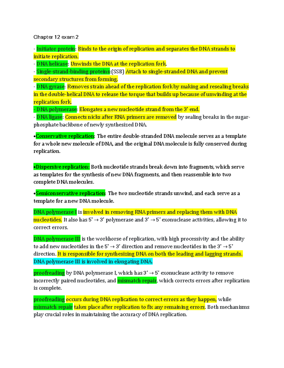 Exam 2 genetics ch 12 - exams review - Chapter 12 exam 2 Initiator ...