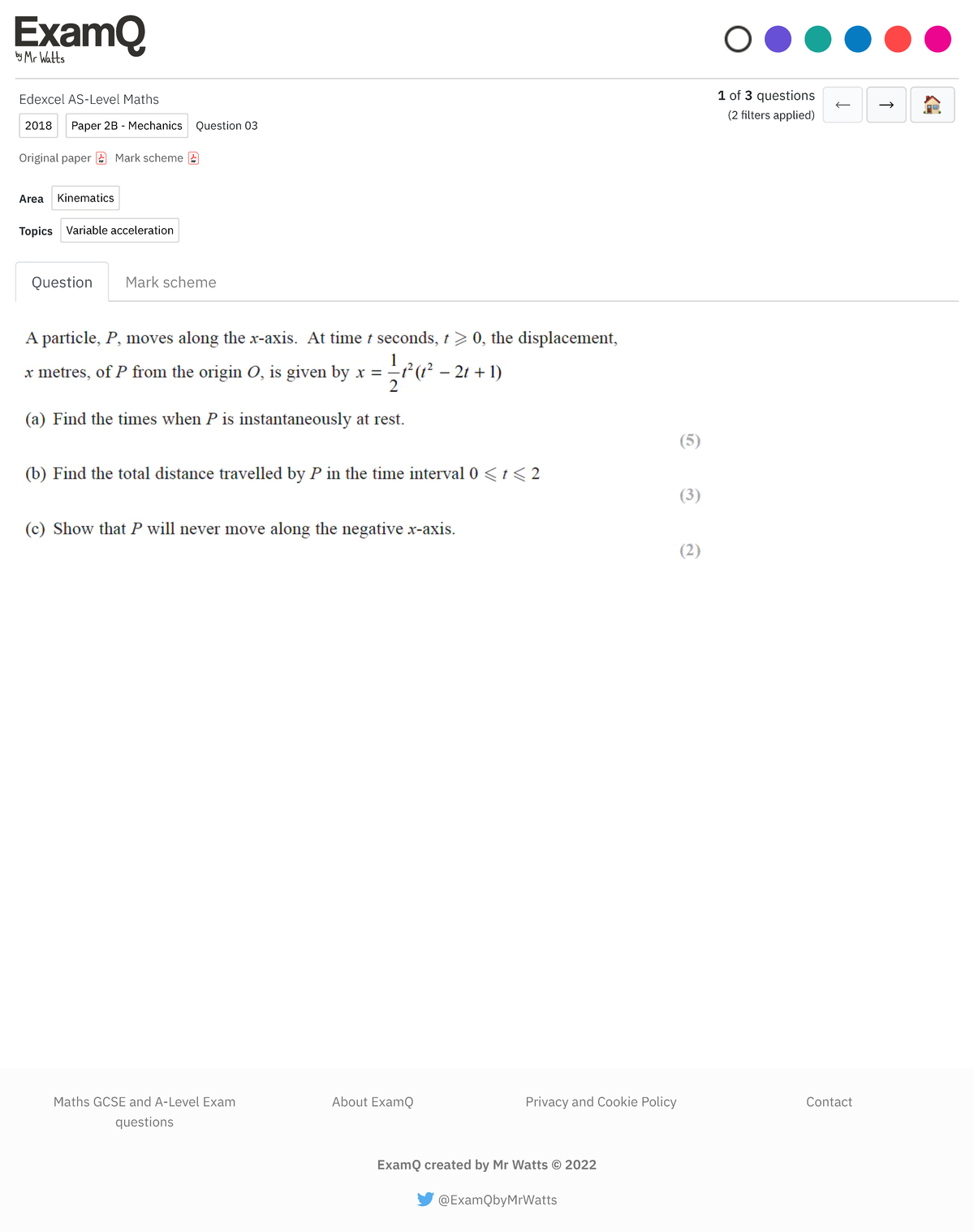Exam Q Edexcel AS-Level Maths - 2018 - Paper 2B - Mechanics - Question ...