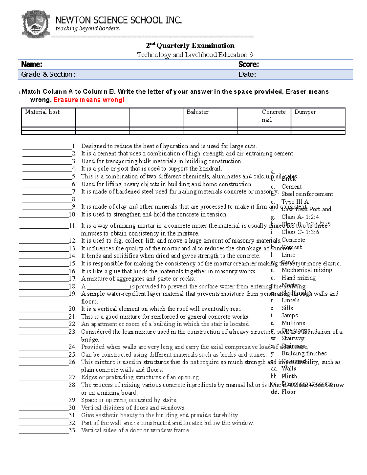 2ND- Quarterly- Examination-TLE-9 - 2 nd Quarterly Examination ...