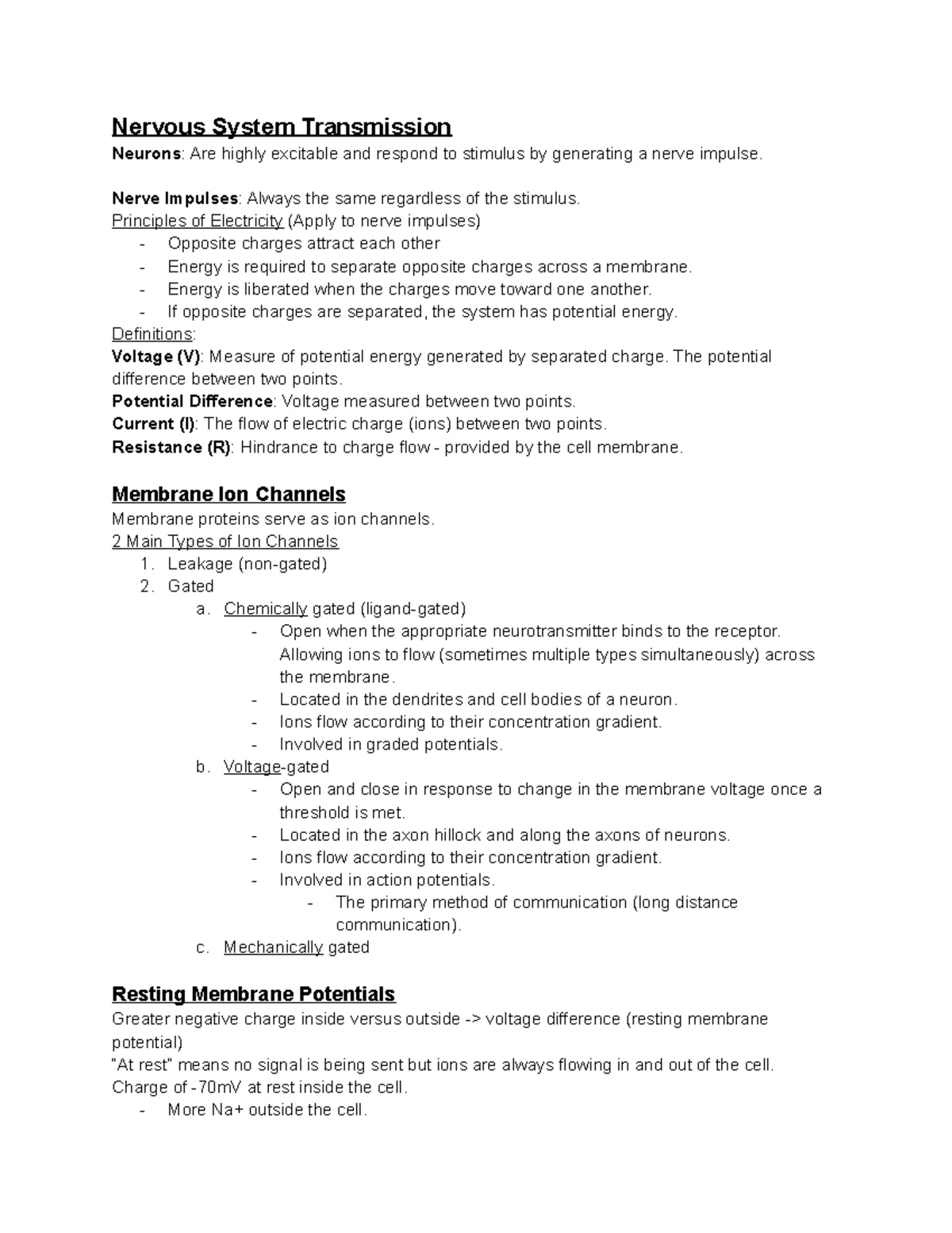 KIN170 - Nervous System Transmission - Nervous System Transmission ...