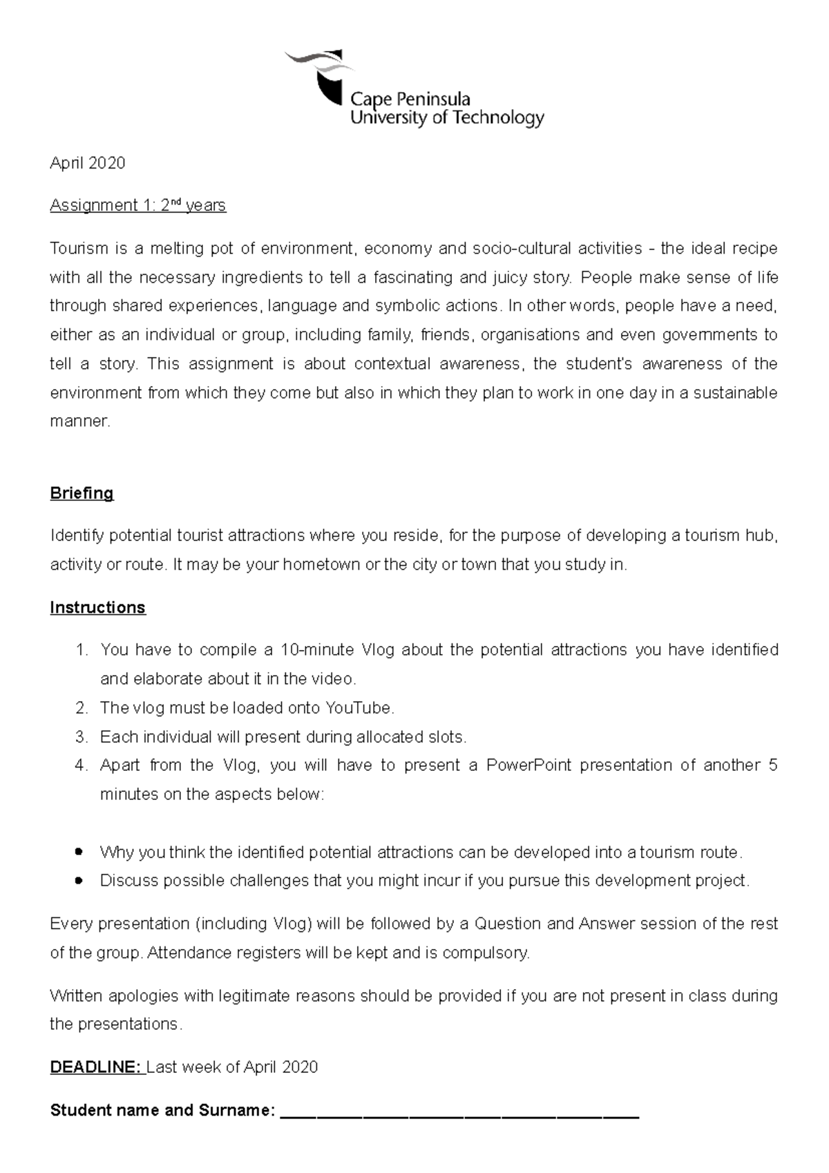 VLOG and individual assignment 2nd years (00000002) - April 2020 ...