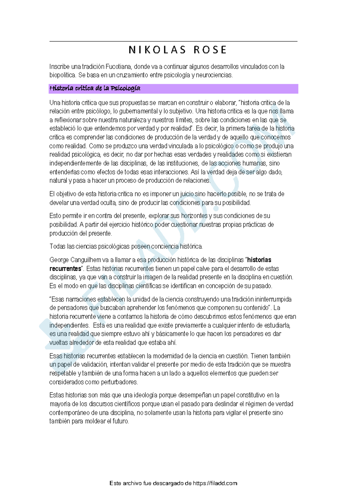 Nikolas Rose Resumen - psicología - N I K O L A S R O S E Inscribe una ...
