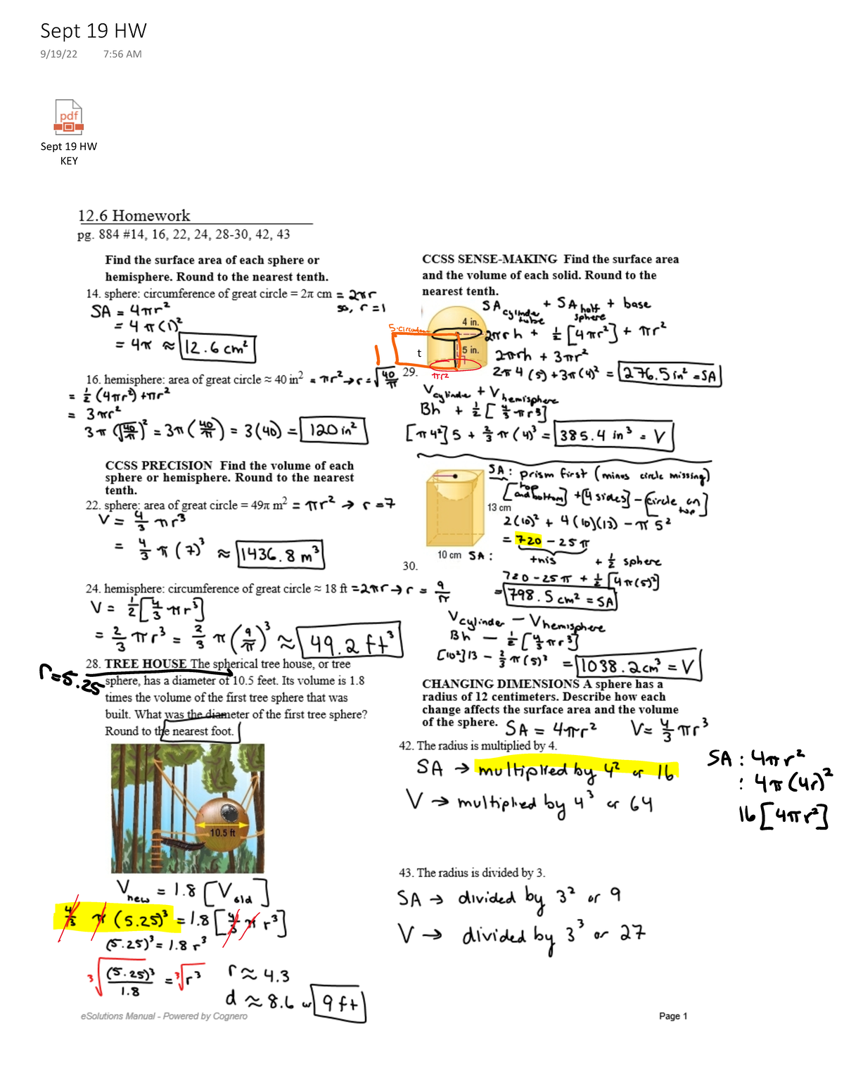 Sept 19 HW - Algebra 2 notes - Sept 19 HW KEY t Sept 19 HW 9/19/22 7:56 ...