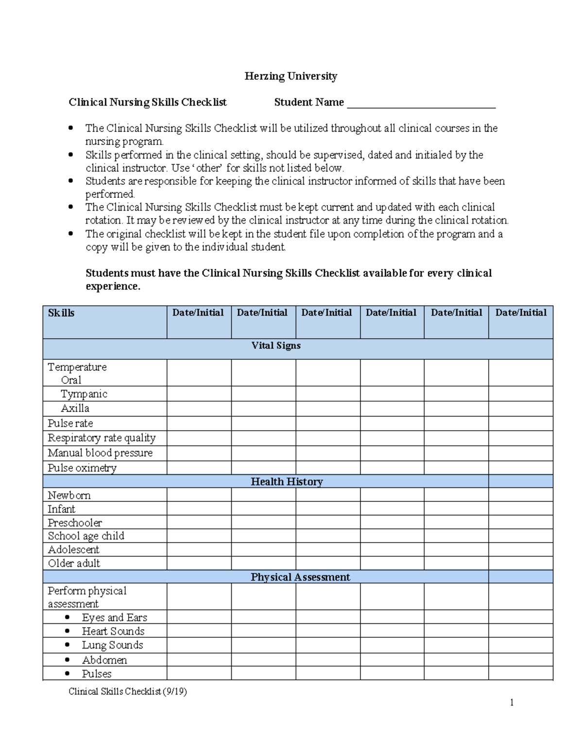 Clinical Nursing Skills Checklist Herzing University-b1fa0b8c-7a8c-41dc ...