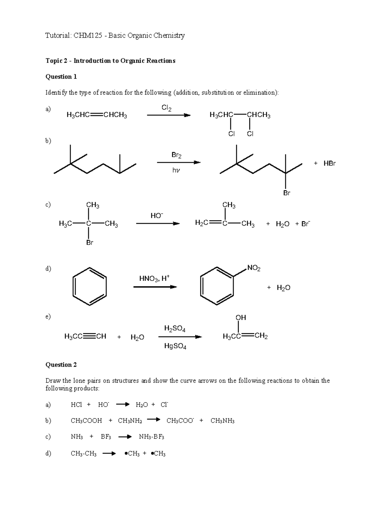 Document 4 - Tutorial: CHM 125 - Basic Organic Chemistry Topic 2 ...
