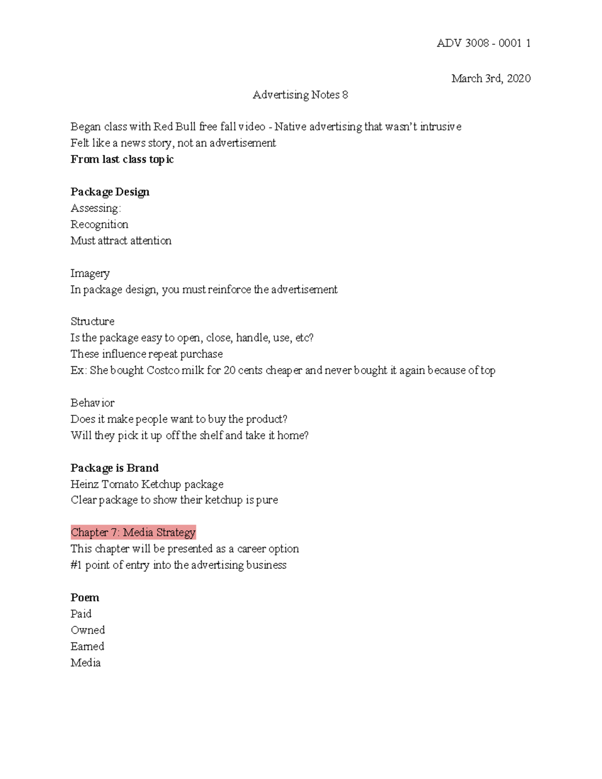 Advertising Notes 8 - Class 8 - March 3rd, 2020 Advertising Notes 8 ...