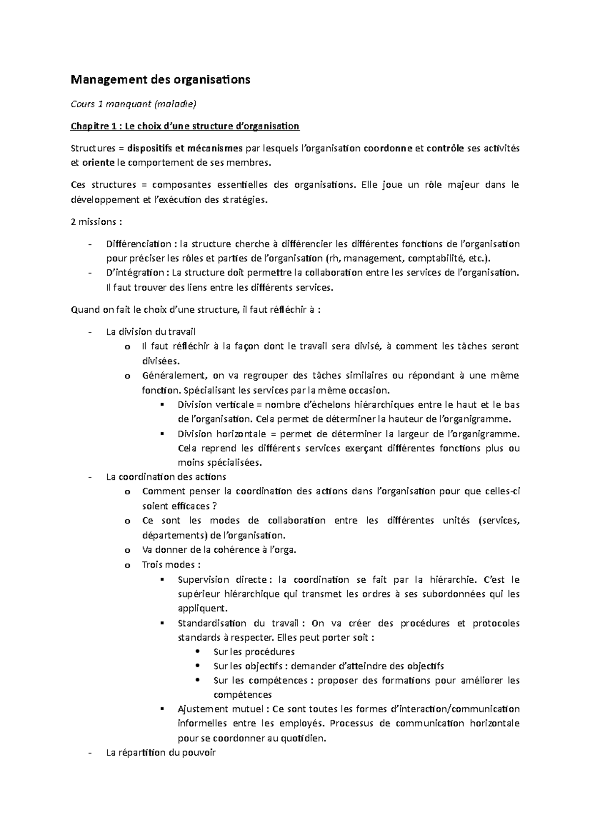 Management Des Organisations Ces Structures Composantes