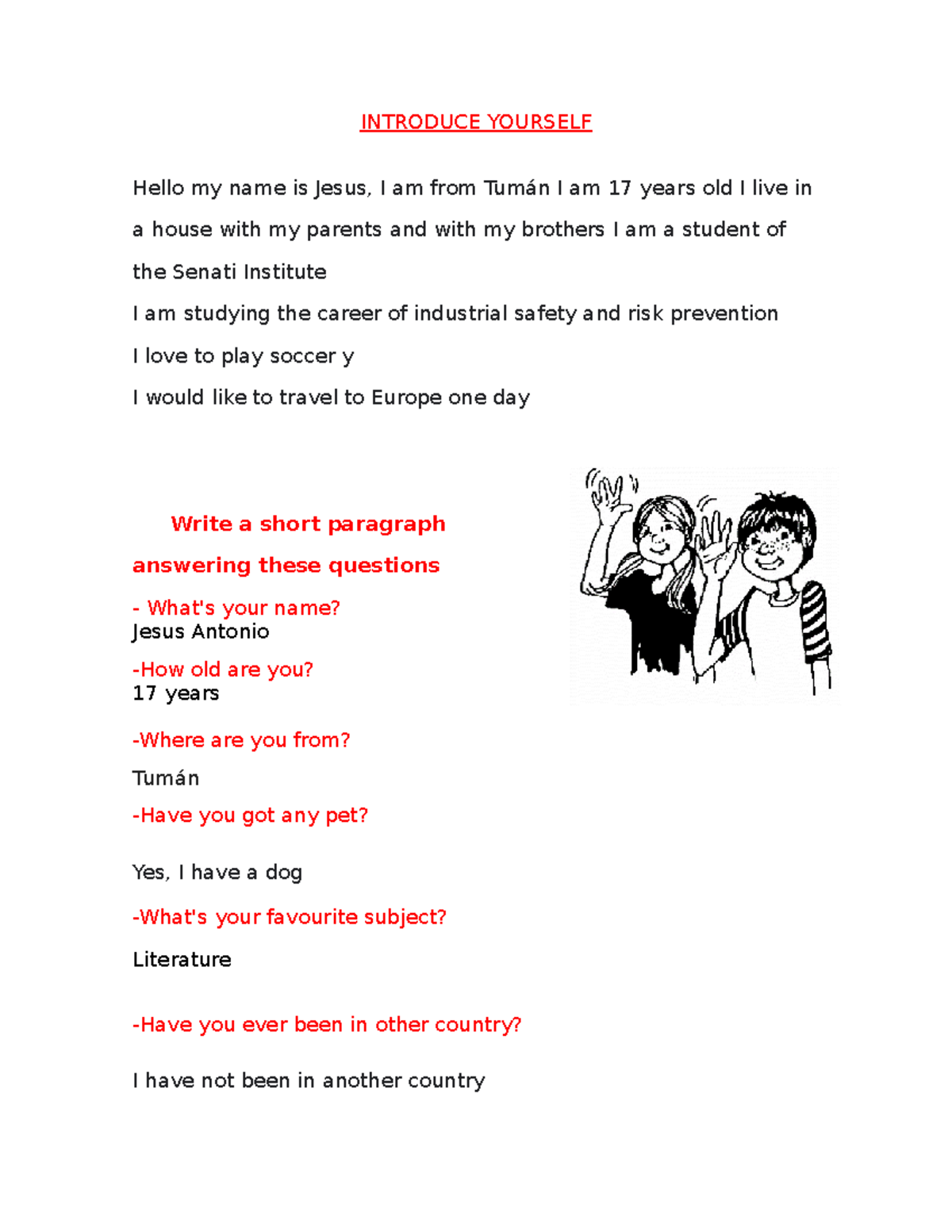 Mini project - espero que te ayude para mejorar - INTRODUCE YOURSELF ...