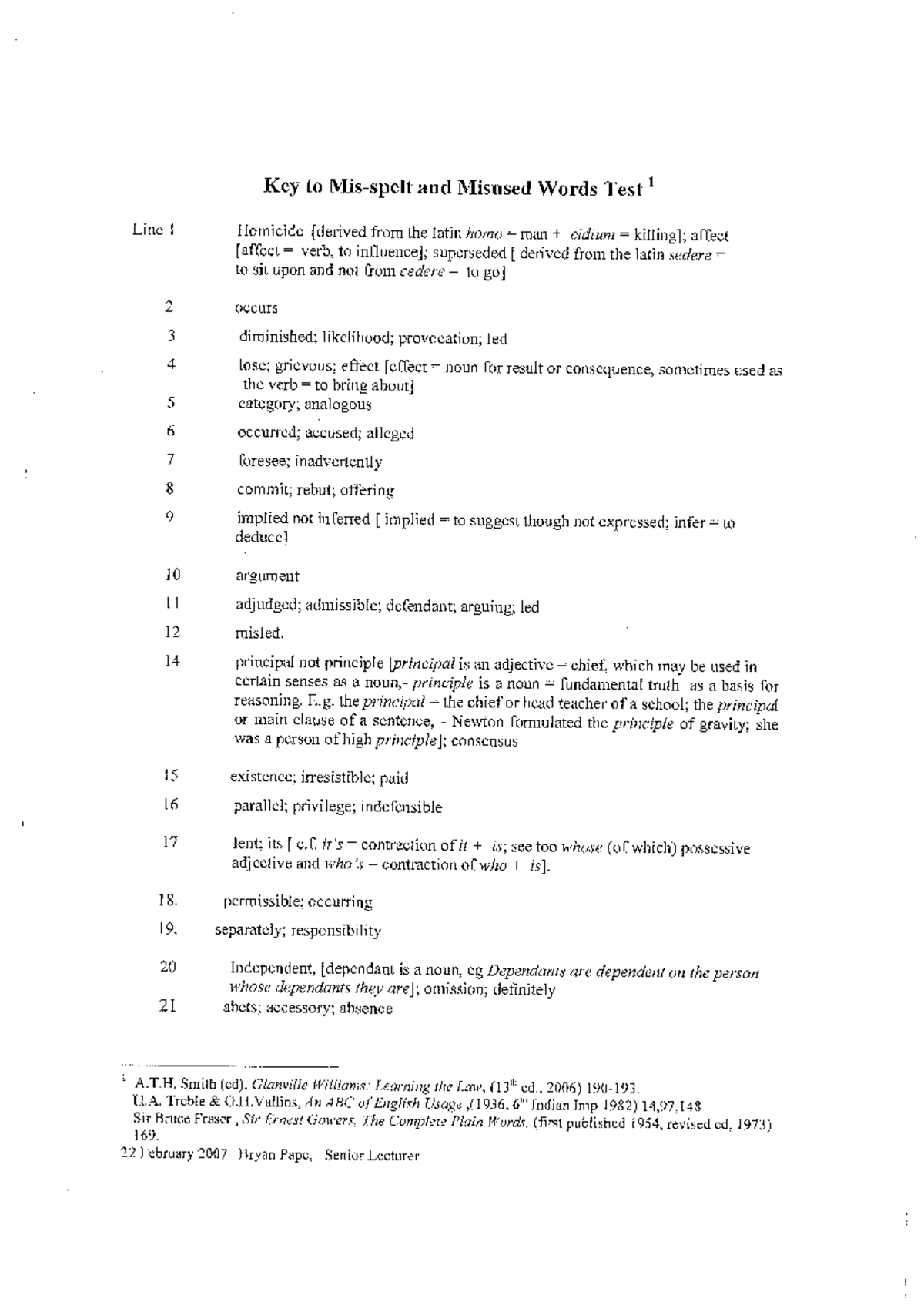 LS 480 - MOD II, W4, KEY TO Spelling Exercise, AUG 10 - Law 480 - Studocu