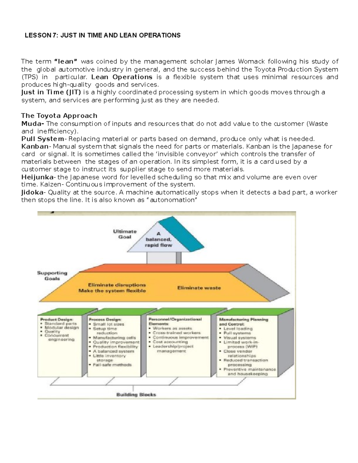 Operations MAnagement with TQM Module 7 - LESSON 7: JUST IN TIME AND ...