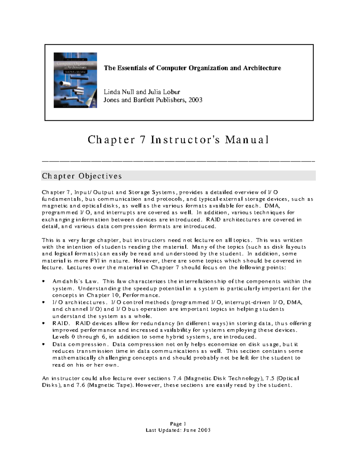 7 Instructors Manual - Pa ge 1 Ch a p t e r 7 In s t r u c t o r 's Ma ...