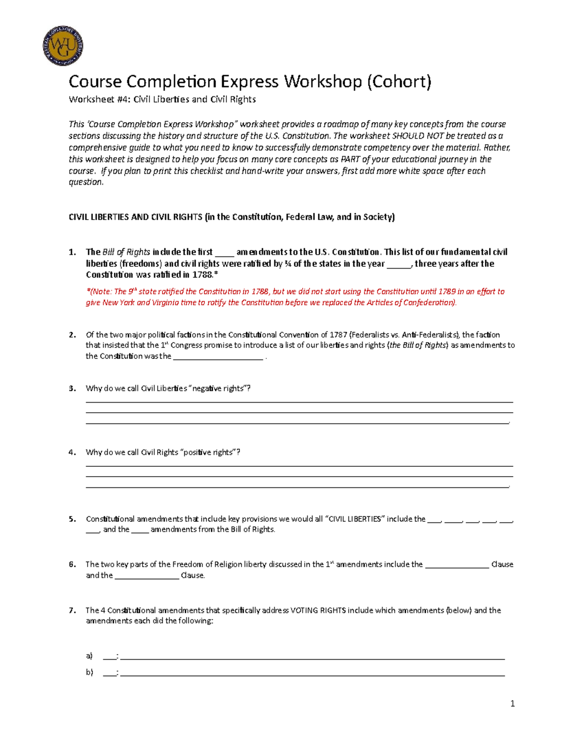 Civil Liberties & Civil Rights - Course Completion Express Workshop ...