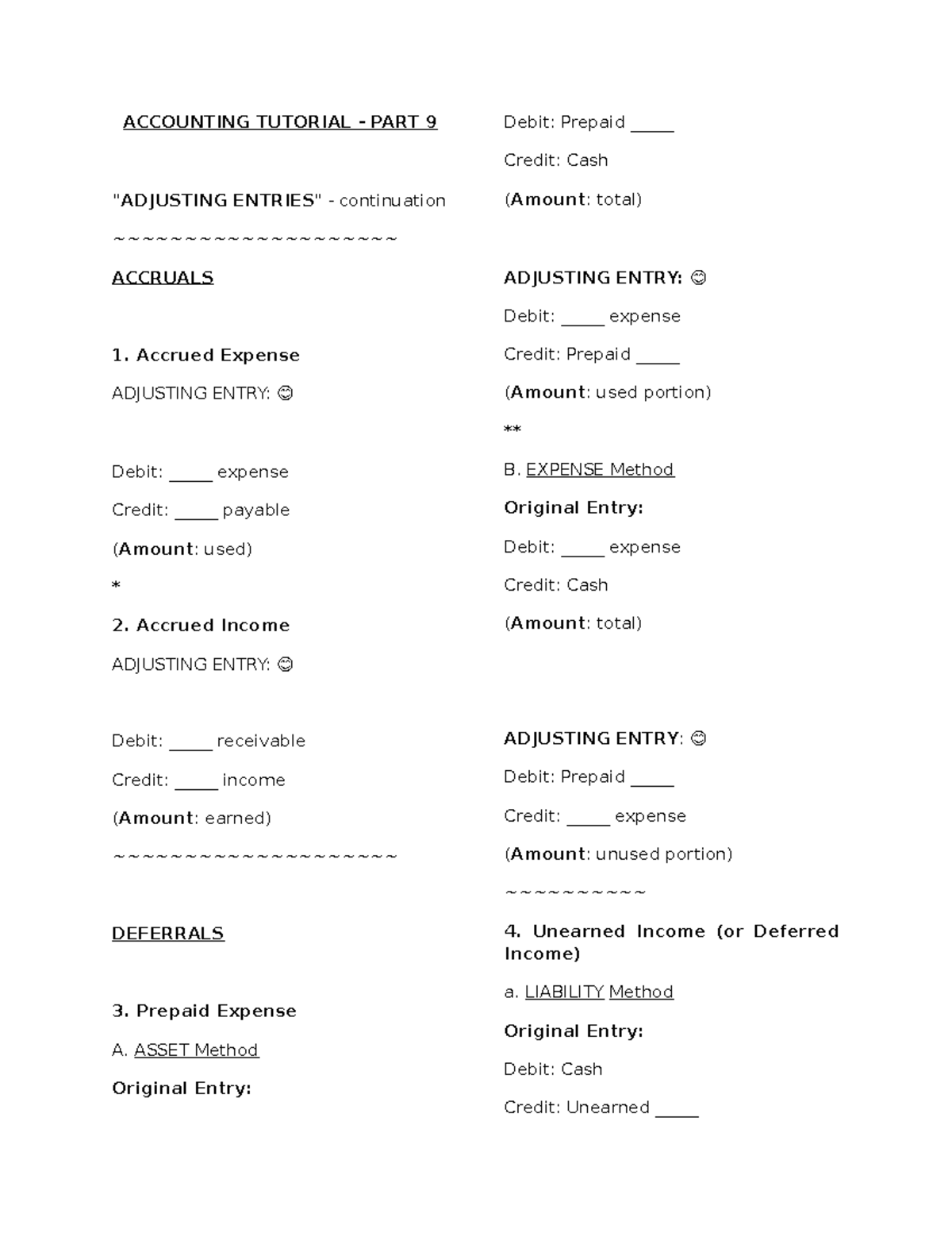 Accounting Tutorial 9 - NOTES - ACCOUNTING TUTORIAL - PART 9 "ADJUSTING ...