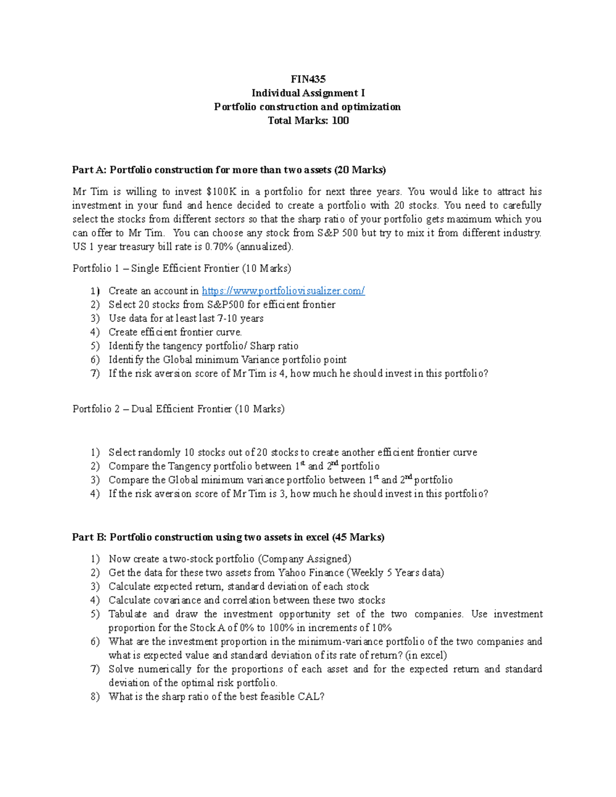 Mid-term Assessment SP 21 - FIN Individual Assignment I Portfolio ...