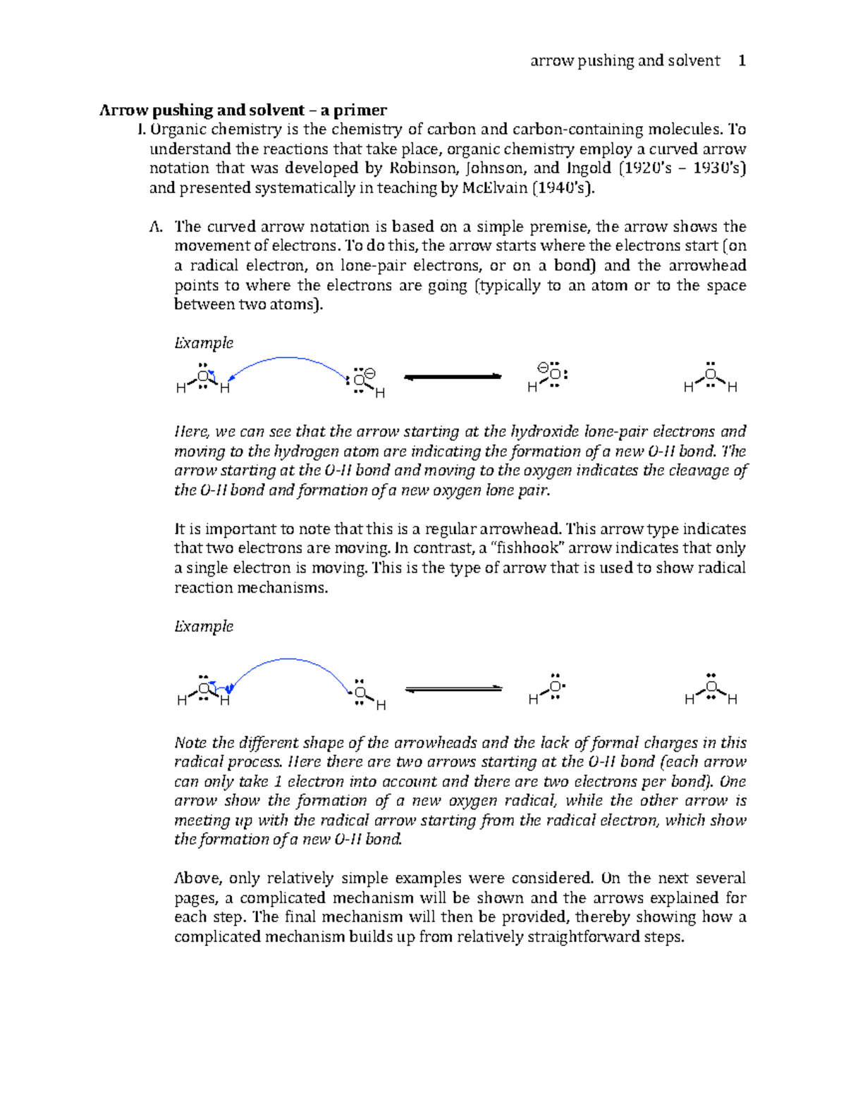Arrow Pushing and Solvent KEY - arrow pushing and solvent 1 Arrow ...