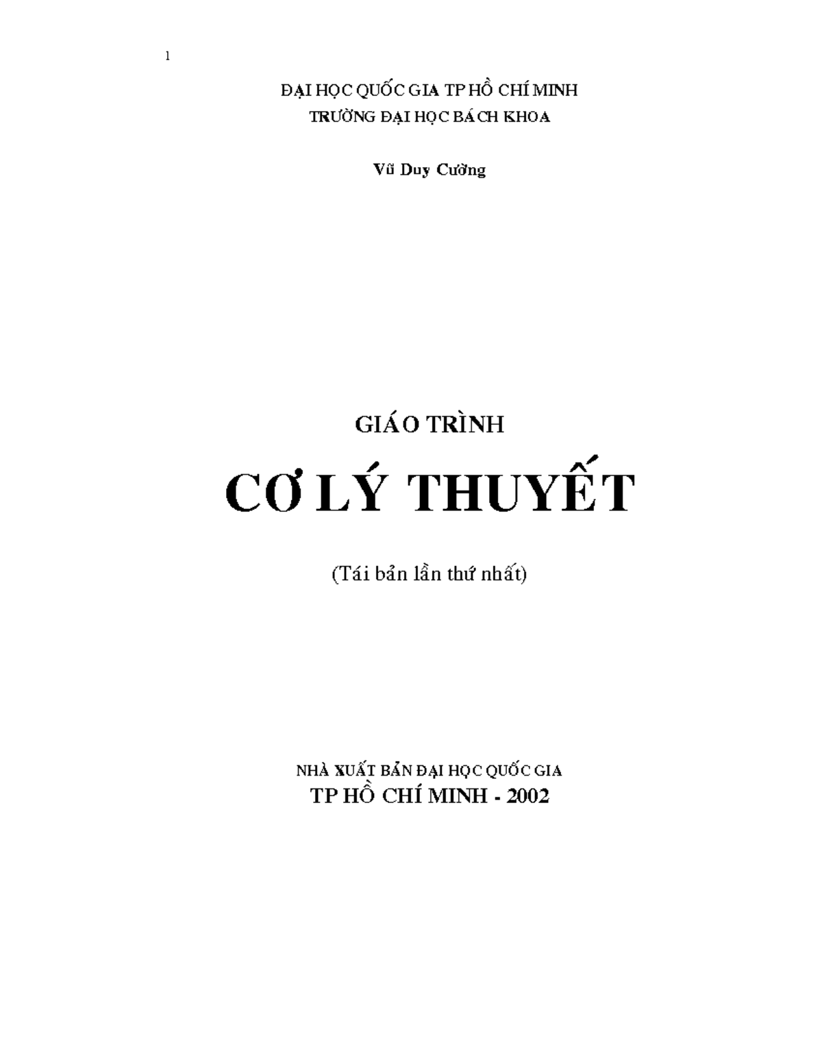 Giáo trình Cơ lý thuyết Phần 1 - Vũ Duy Cường 961836 - ÑAÏI HOÏC QUOÁC ...
