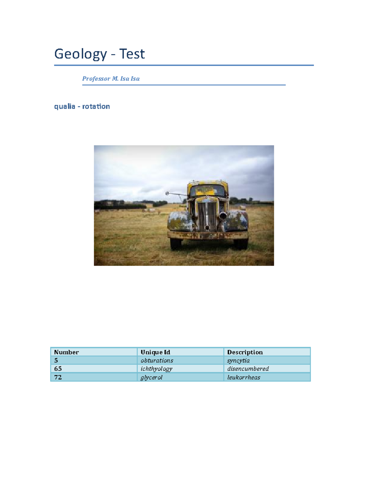 Algorithm Exam - Fall Semester 2002 - Geology - Test Professor M. Isa ...