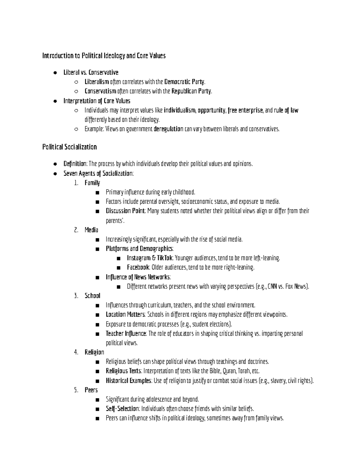 AP Gov Notes - Lecture Notes - Introduction to Political Ideology and ...
