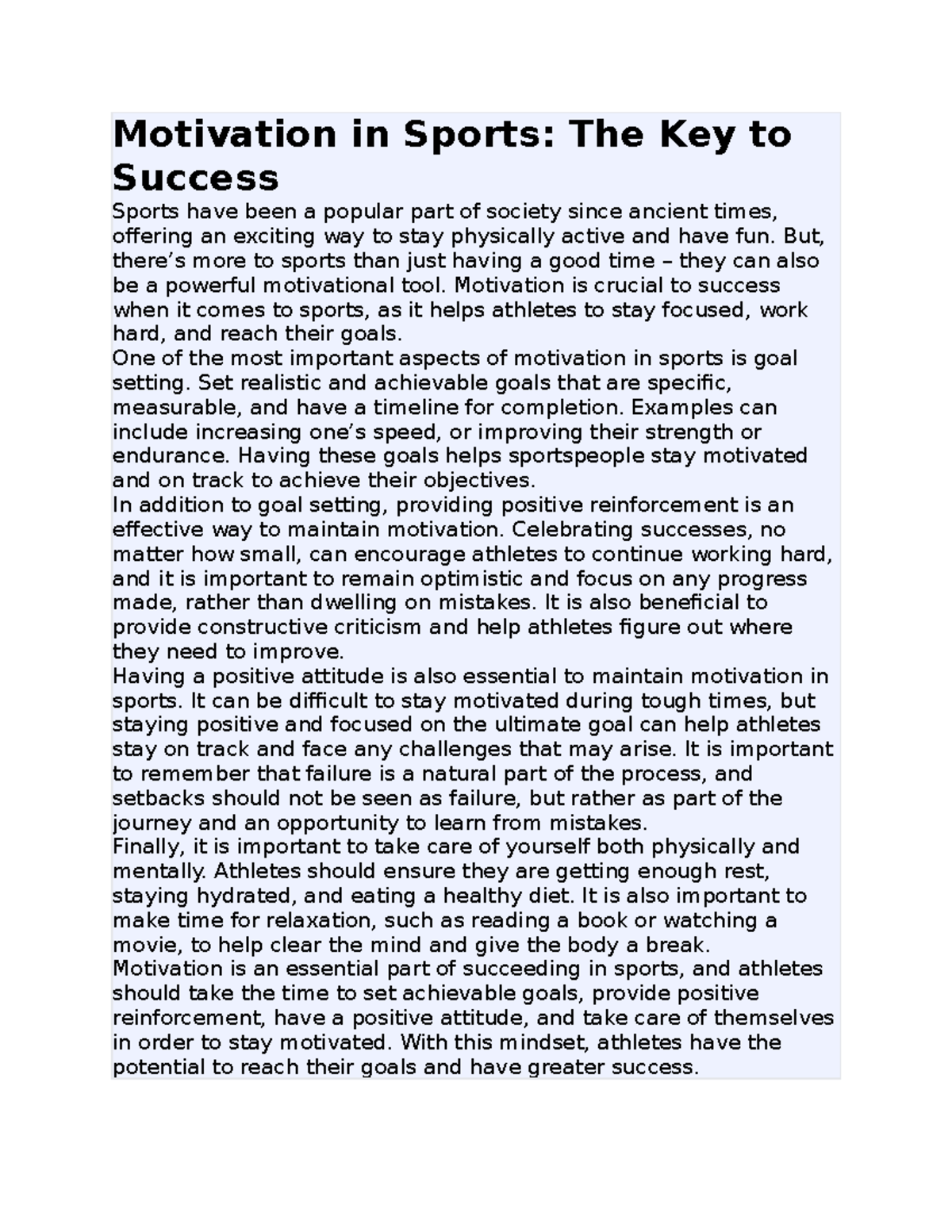Motivation in Sports - But, there’s more to sports than just having a ...
