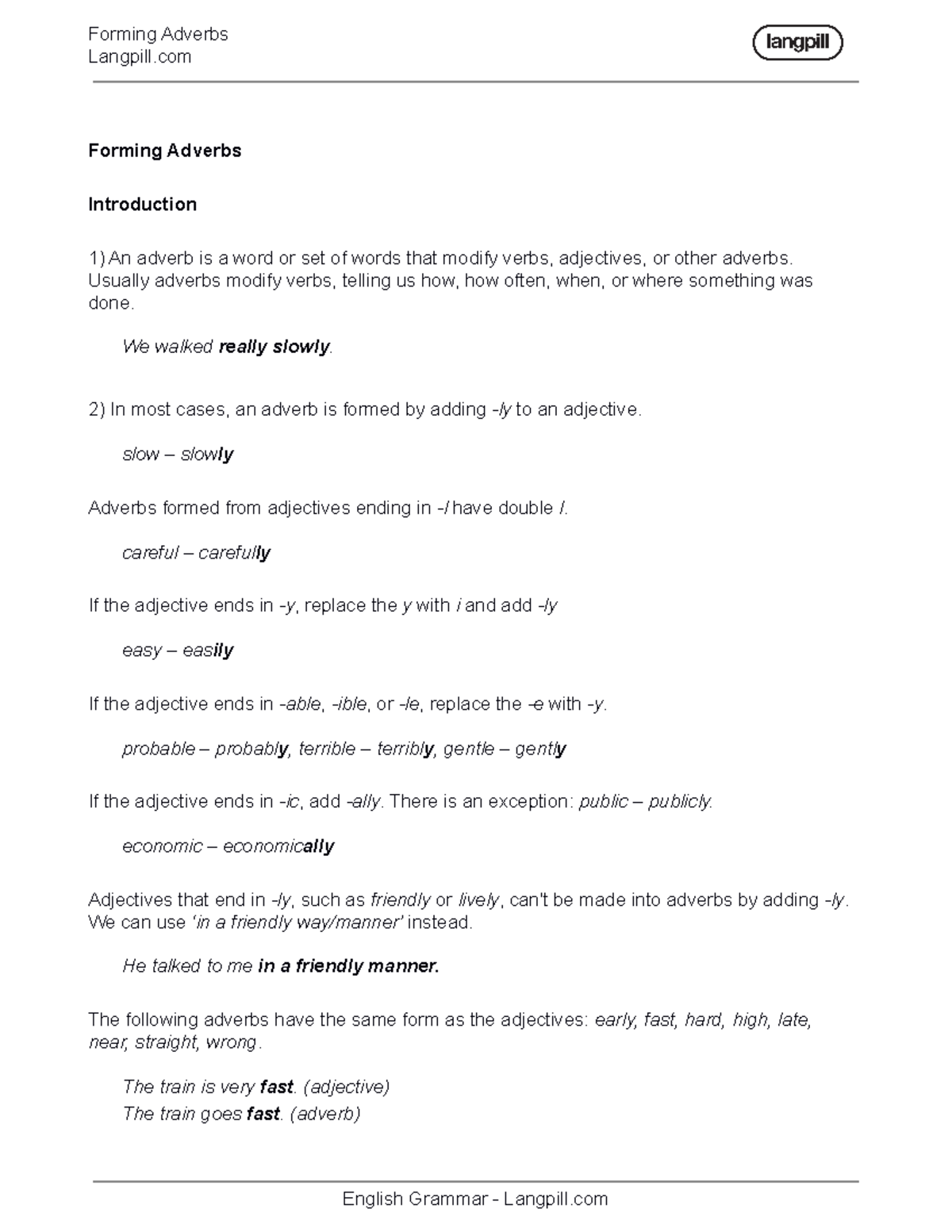 07 Adverbs - Forming Adverbs Langpill Forming Adverbs Introduction An ...