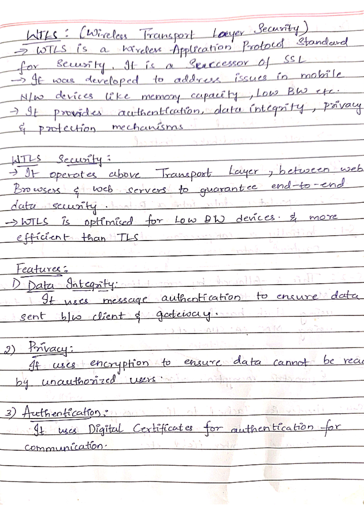Was notes - Wns - WILS : (Wireless Transport Layer Security) WTLS is a ...