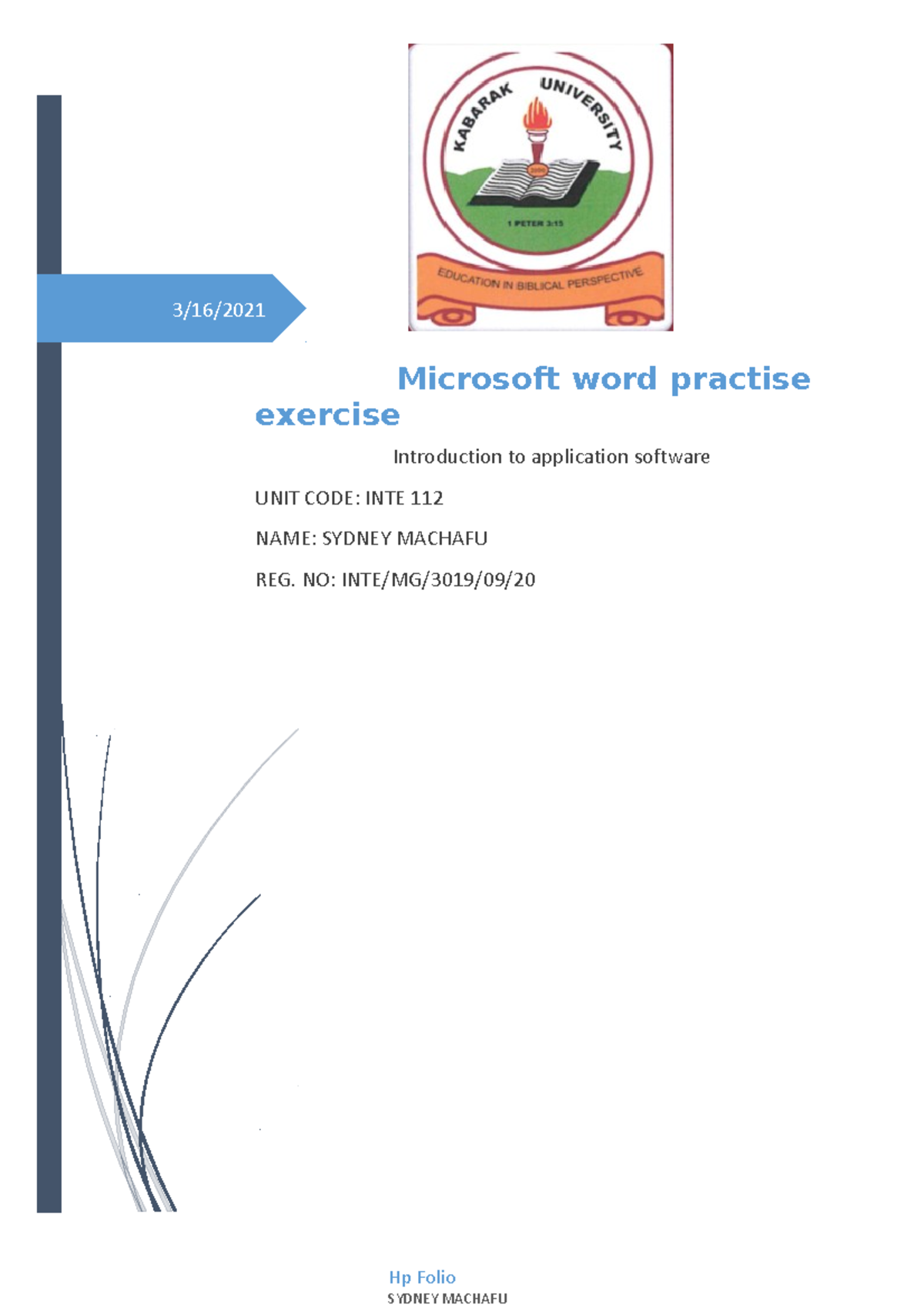 INTE 112 IT IT MG3019 09 2021 - 3/16/ Hp Folio SYDNEY MACHAFU Microsoft ...