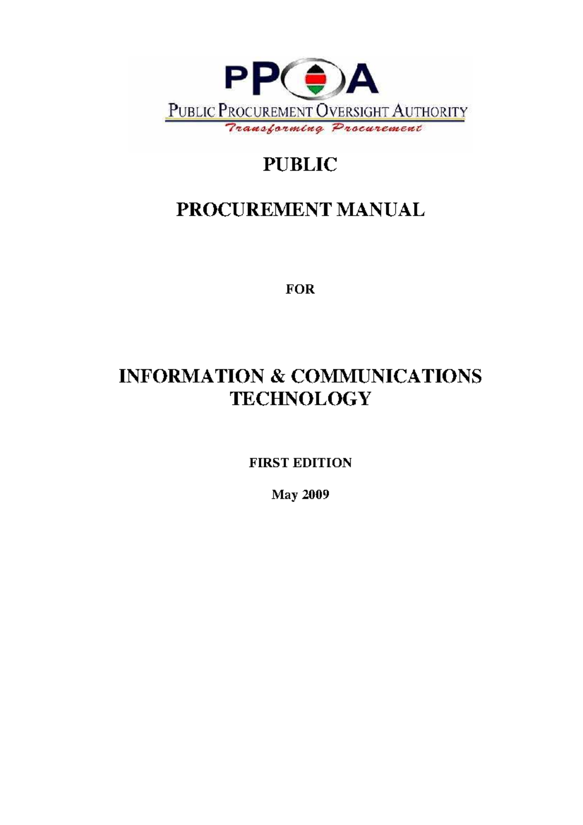 Information communication Technology manual - PUBLIC PROCUREMENT MANUAL ...