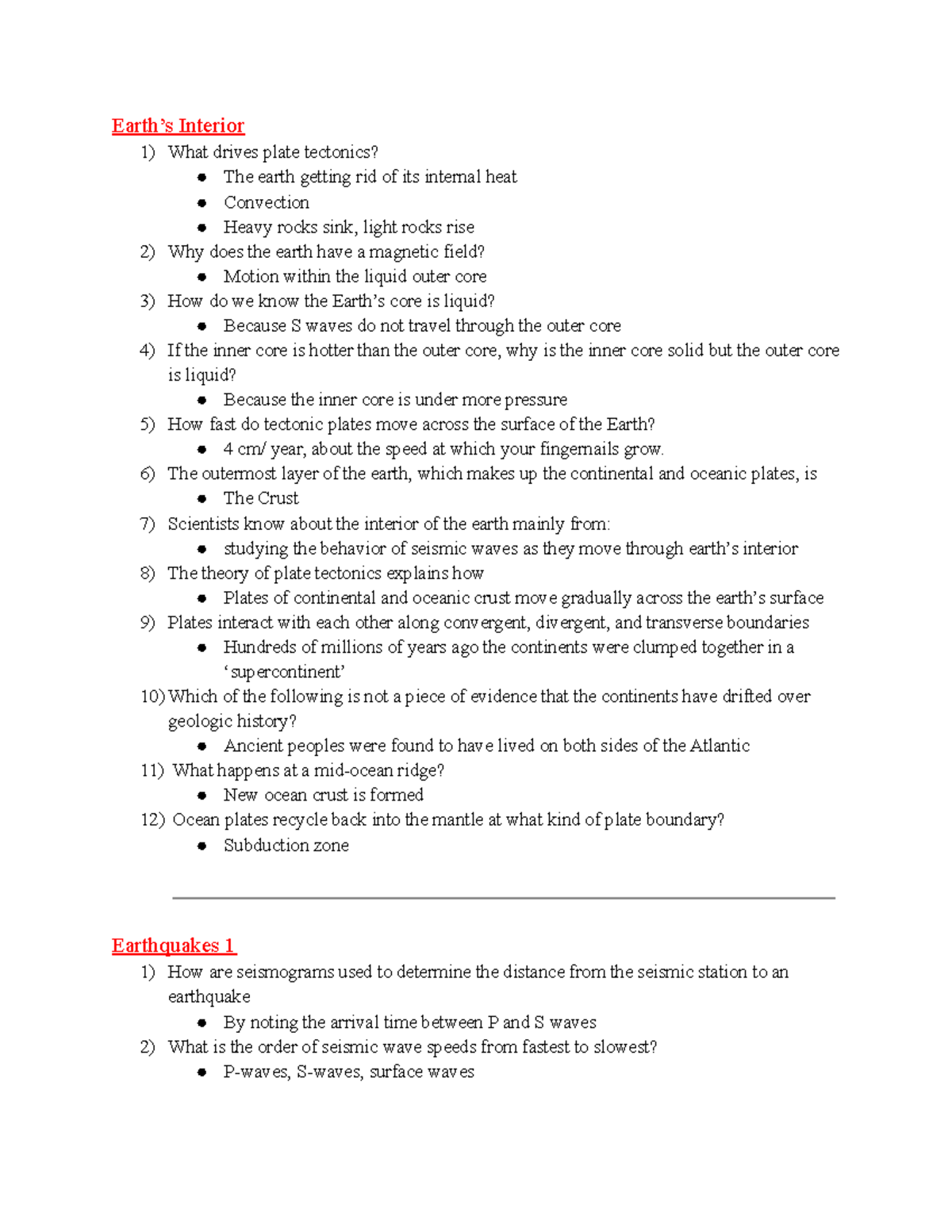 Science in Cinema Quizzes Pt - Earth9s Interior What drives plate ...