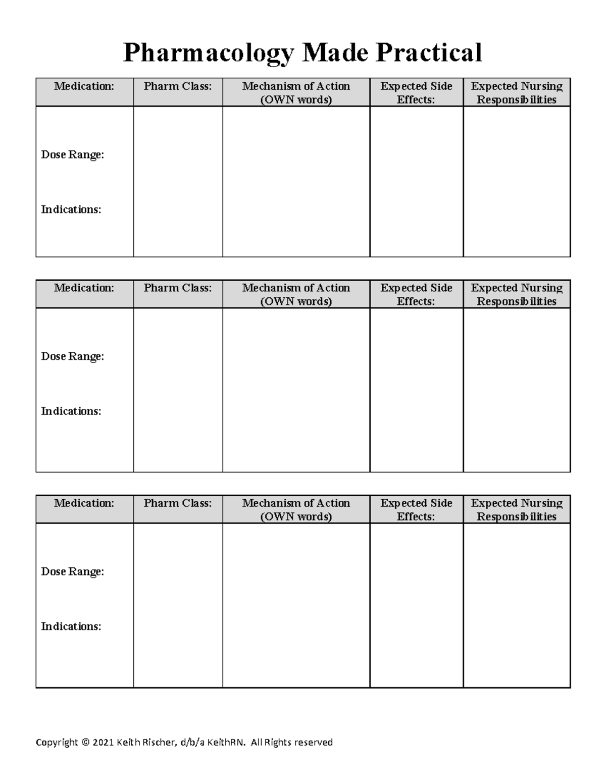 Med Sheets - Lecture notes - Copyright © 2021 Keith Rischer, d/b/a ...