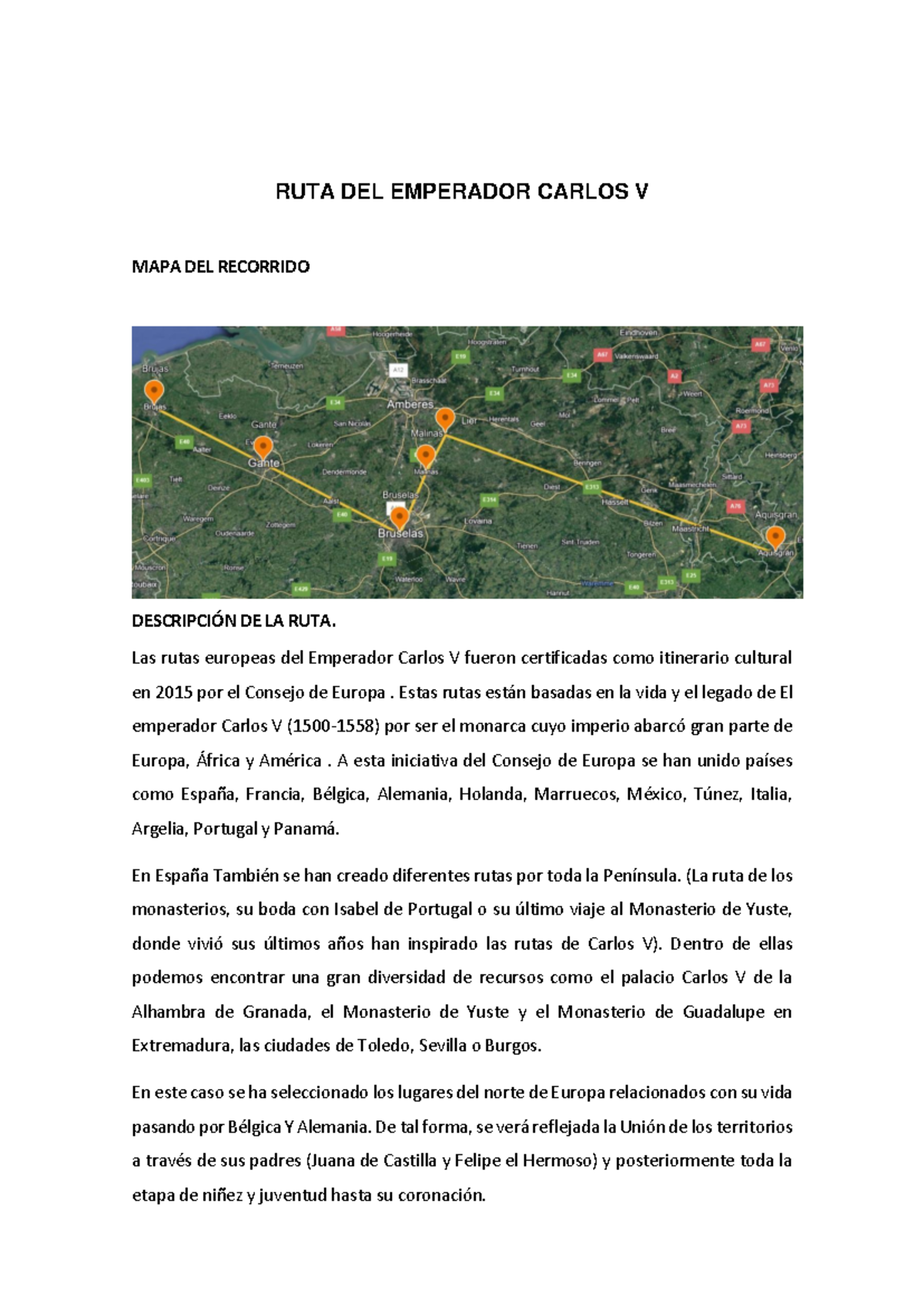 Rutas DEL Emperador Carlos V - RUTA DEL EMPERADOR CARLOS V MAPA DEL ...