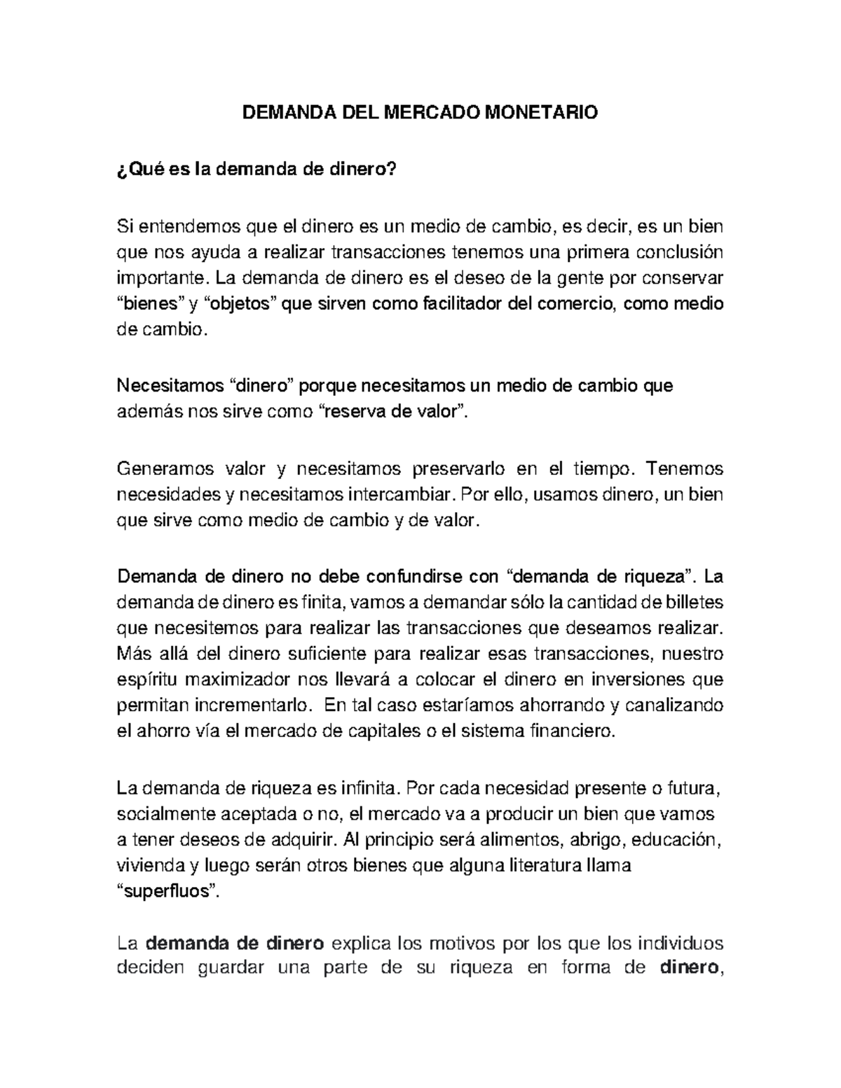 Demanda de Mercado Monetario - DEMANDA DEL MERCADO MONETARIO ¿Qué es la ...
