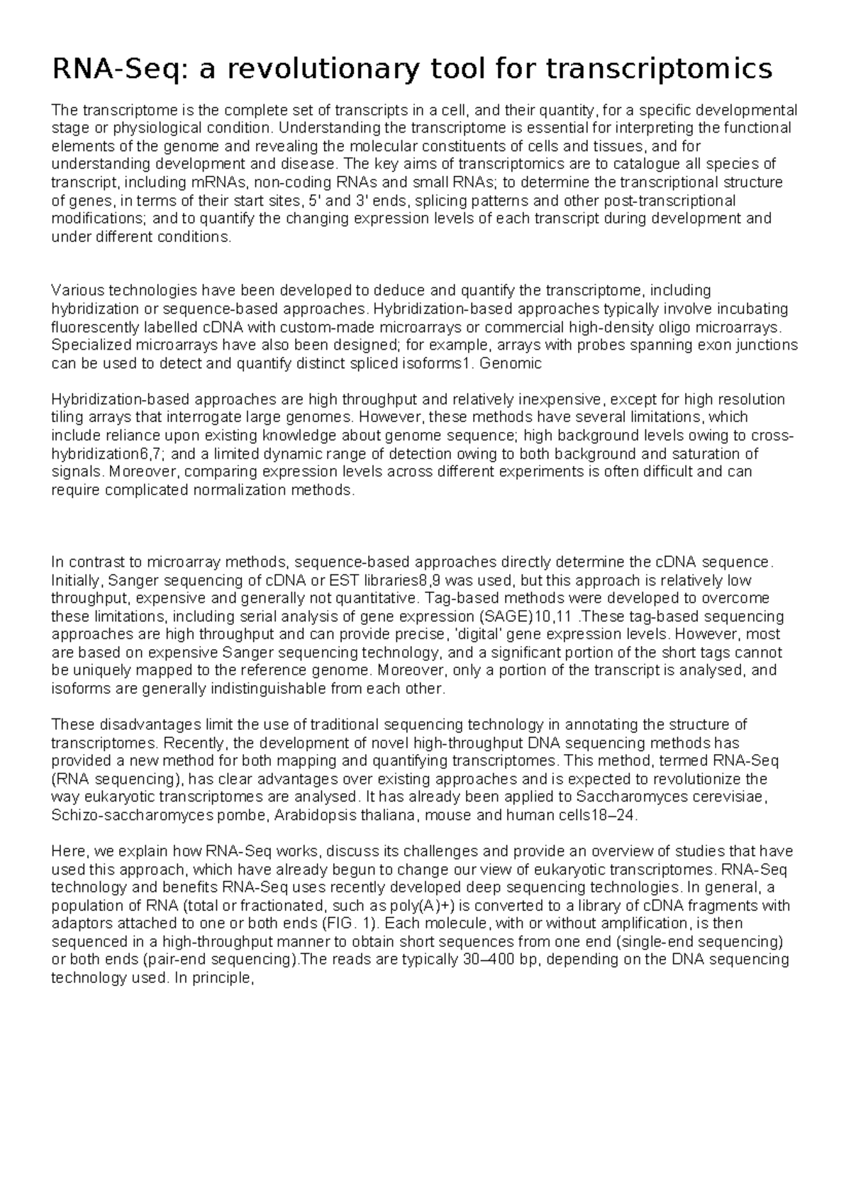 A revolutionary tool for transcriptomics - Understanding the ...