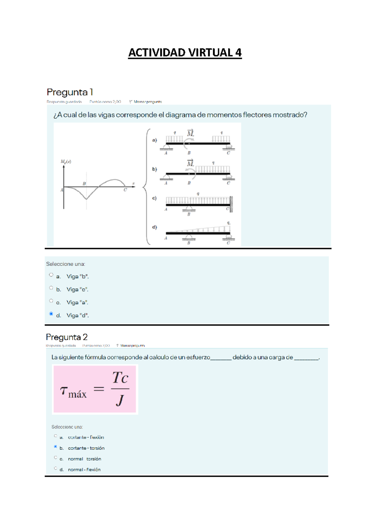 Actividad Virtual 4. MEC.DE Materiales 1 - mecanica de materiales 1 - ACTIVIDAD VIRTUAL - Studocu
